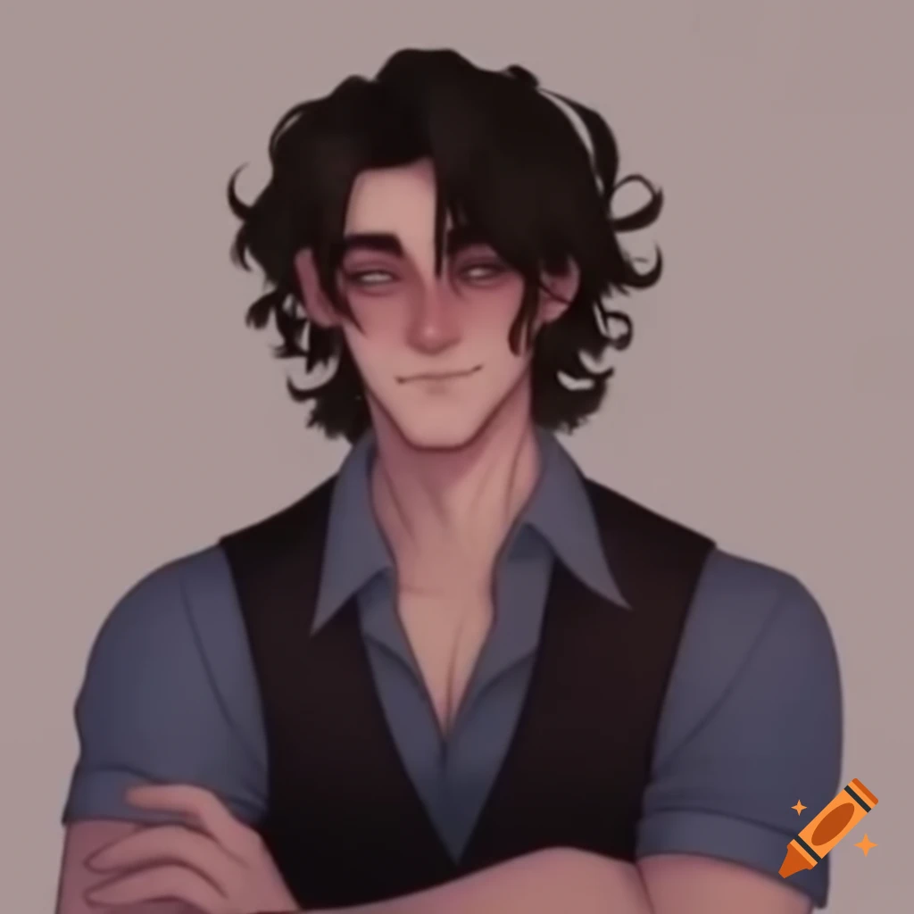 Man with dark tousled hair and sharp facial features on Craiyon