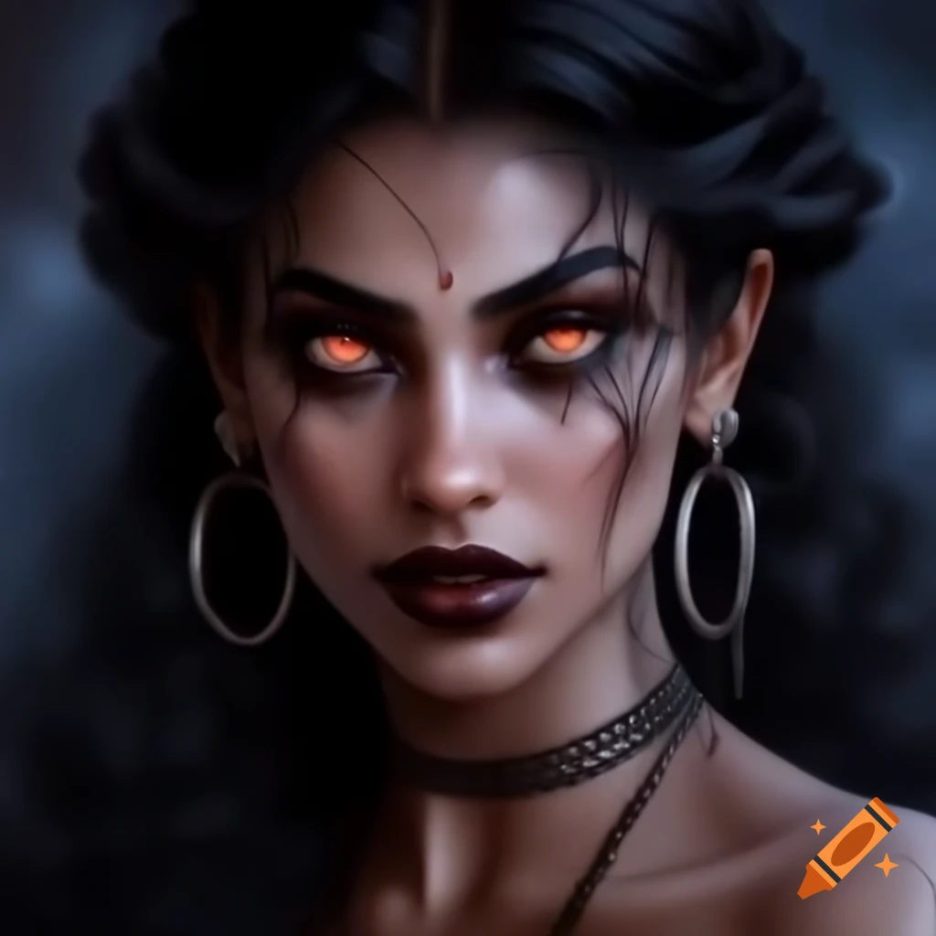 17th century Indian vampire portrait with silver eyes and ornate ...