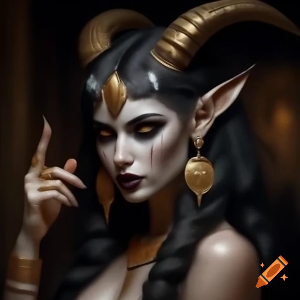 Realistic painting of an ancient Egyptian vampire with feminine curves ...