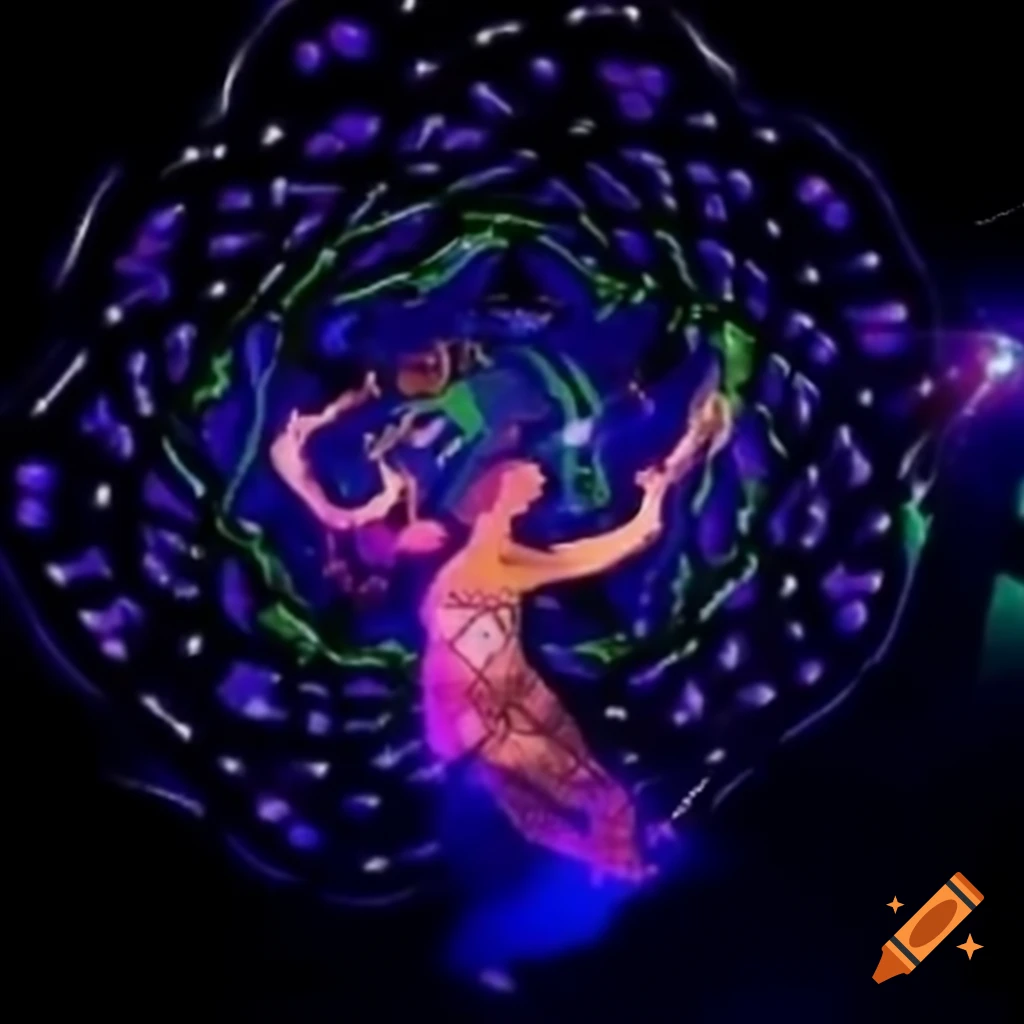 Flapper dancing to electro swing music amidst vibrant colors and lights ...