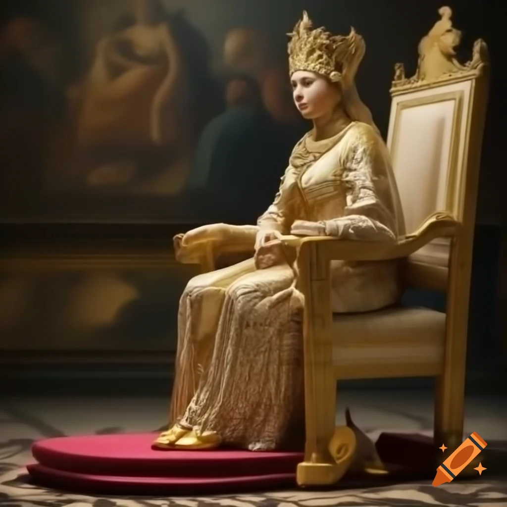 Female pope Francesca taking over Vatican, seated on red-golden ...