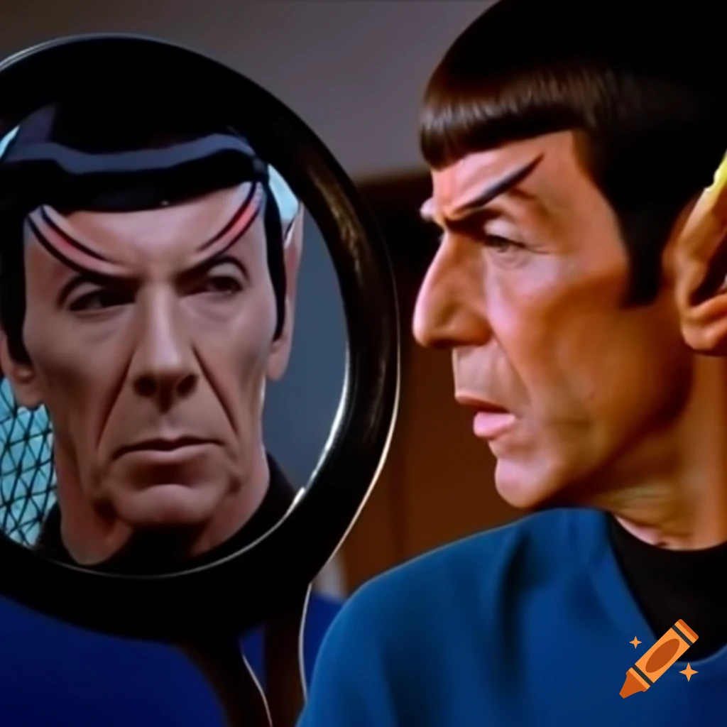 Mr. Spock symbolizing rationality looking into mirror reflecting John McEnroe symbolizing ...