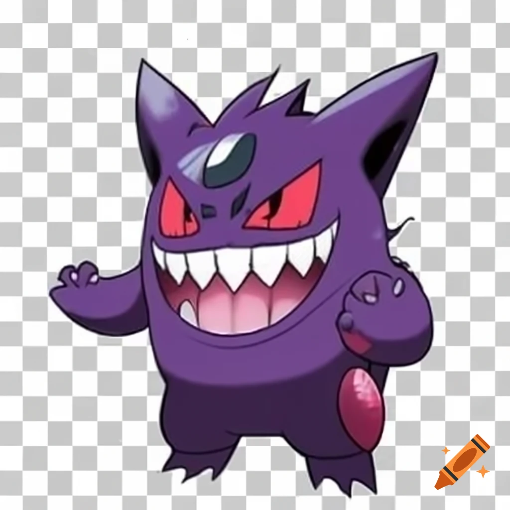 Gengar Pokémon with angry expression and glowing red eyes on Craiyon
