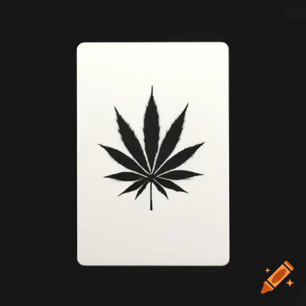 Minimalistic black and white flash card featuring a marijuana leaf on ...
