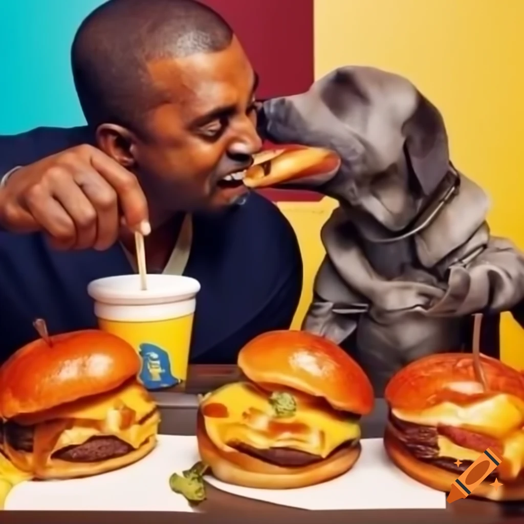 MrBeast and Kanye West enjoying burgers together on Craiyon