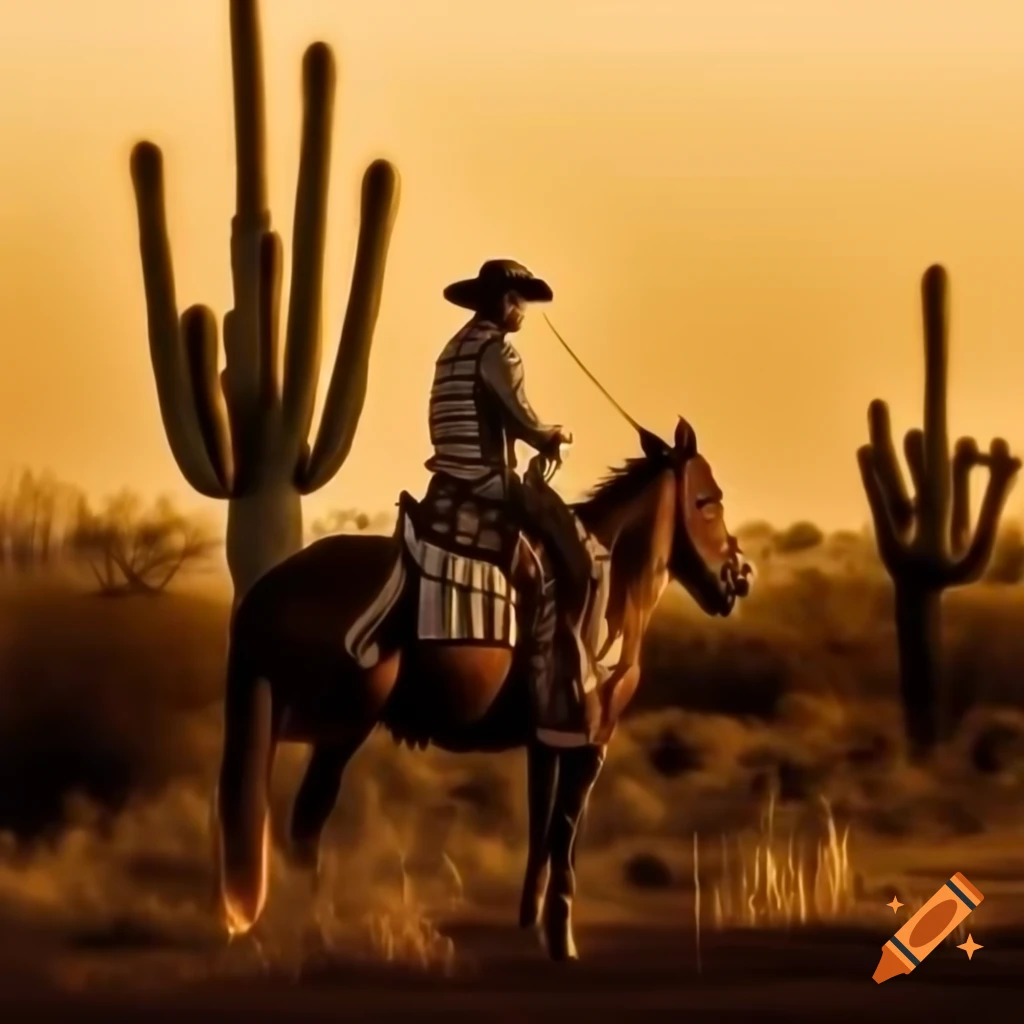 Cattleman silhouette on horse at sunset in northeastern caatinga, sepia ...