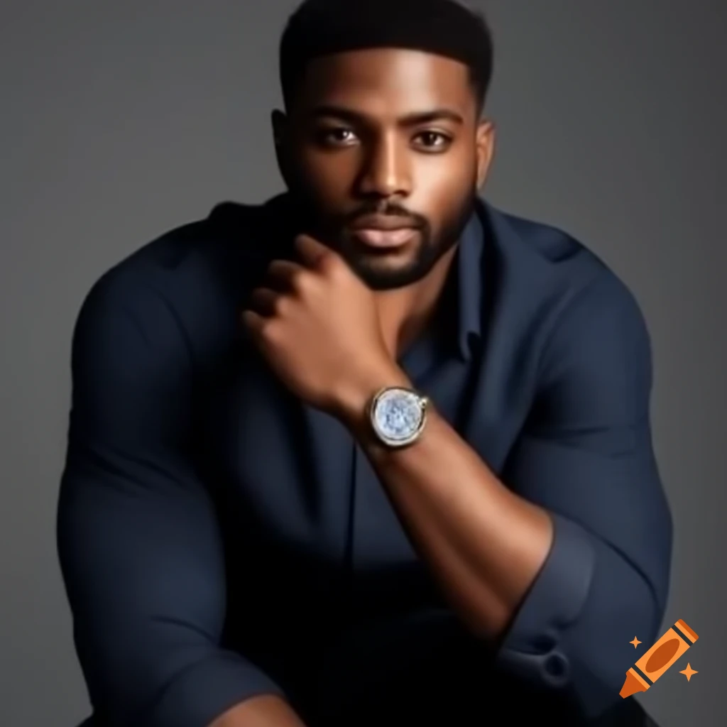 Elegant male model showcasing luxurious watch in casual attire on Craiyon