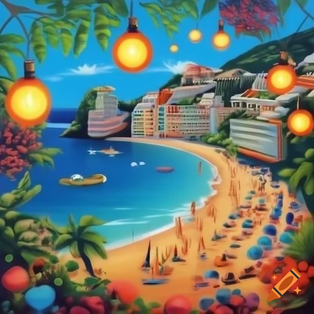 Vibrant beach setting for a music album commercial with warm lighting ...