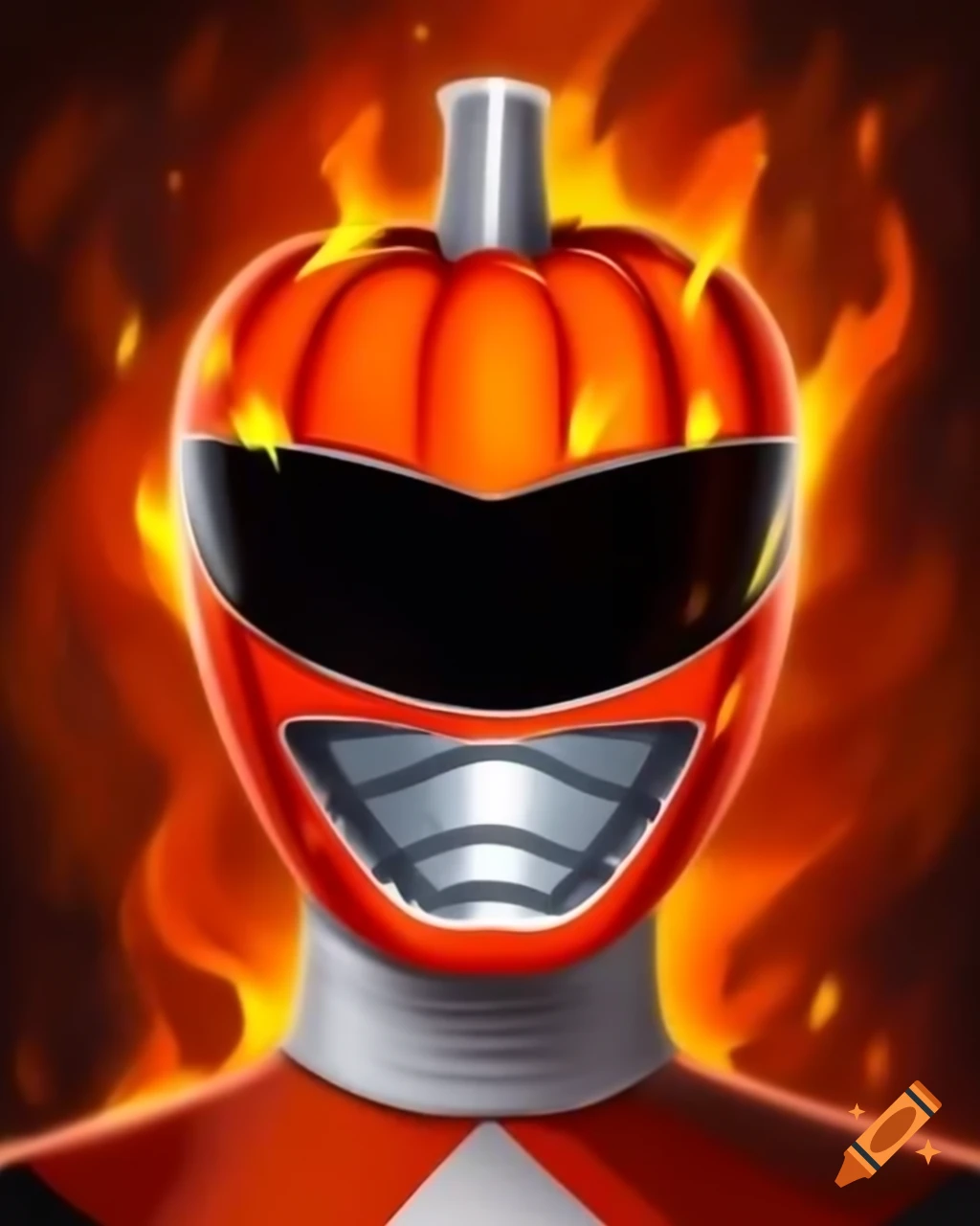 Creative description of an orange Power Ranger with fire abilities and ...