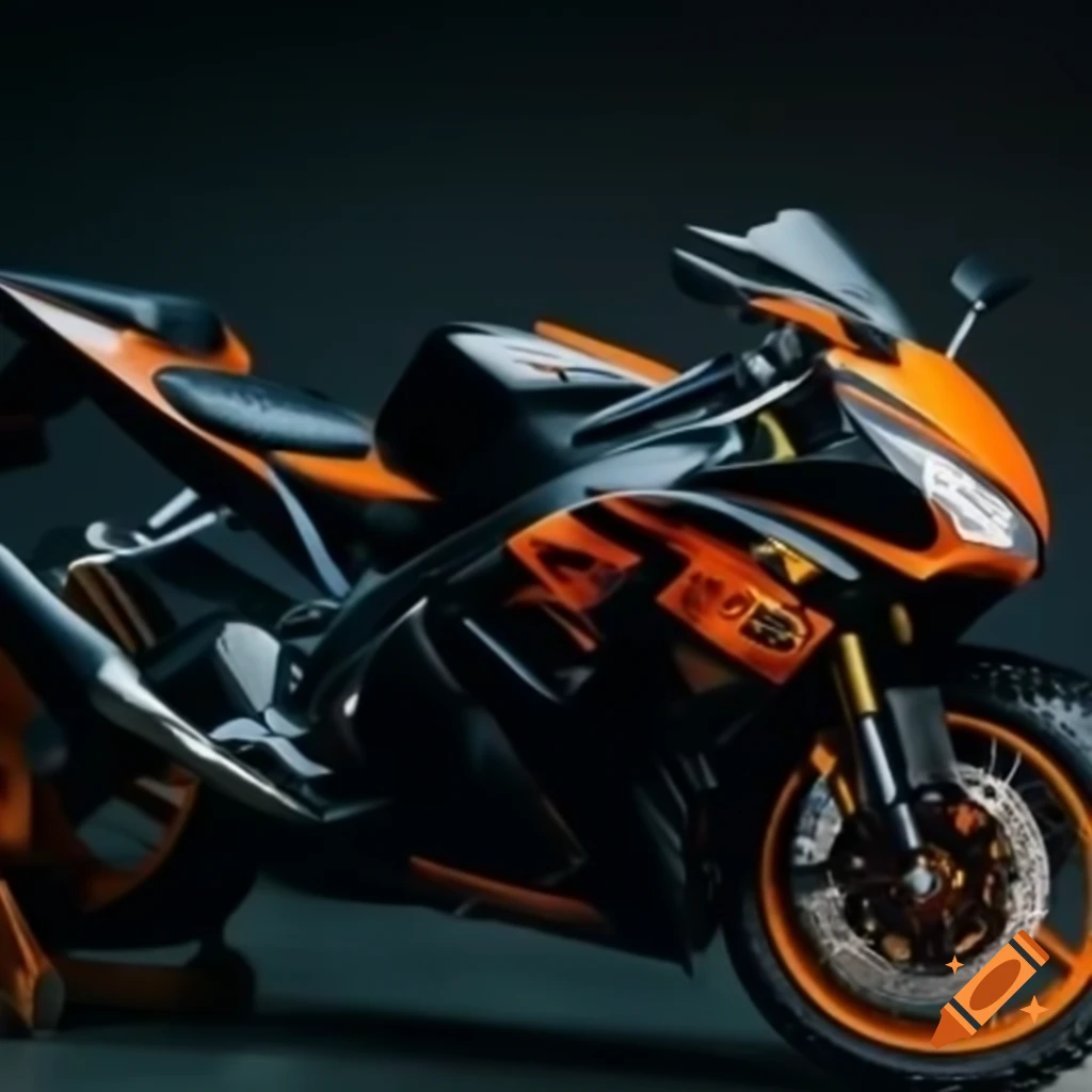 CBR650R motorcycle with orange decals on Craiyon