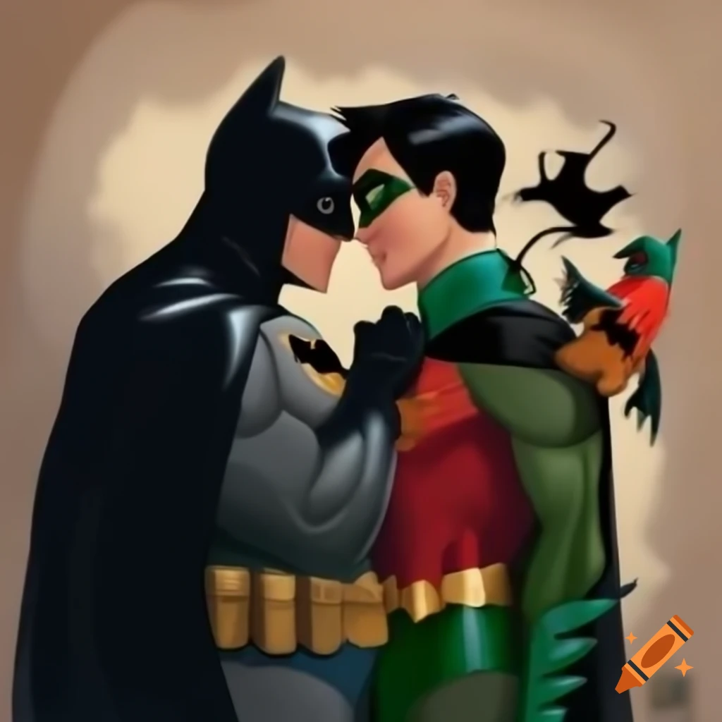Graffiti artwork of Batman and Robin in a loving embrace by Banksy on ...