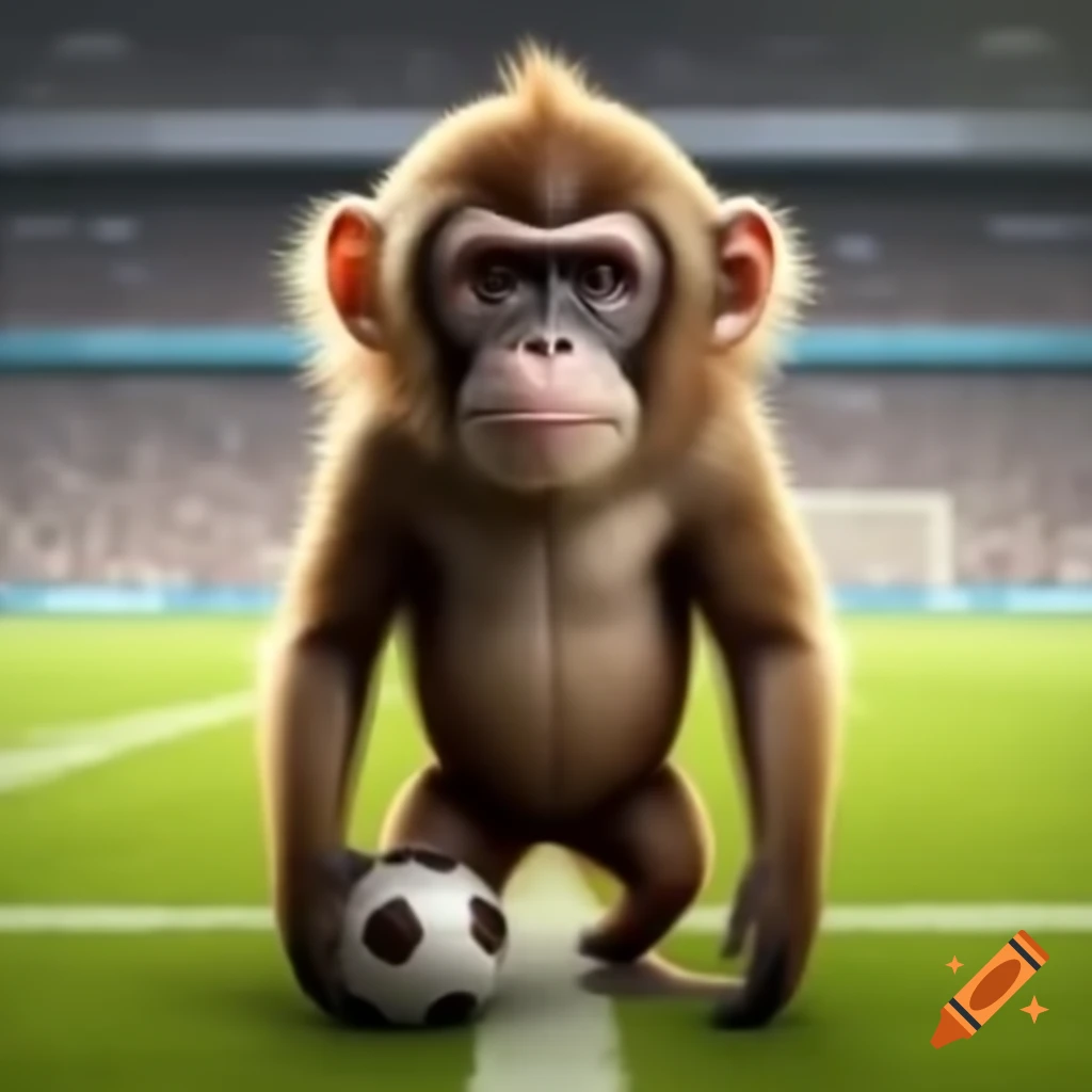 Humanoid monkey character playing football with an injury, shedding big ...