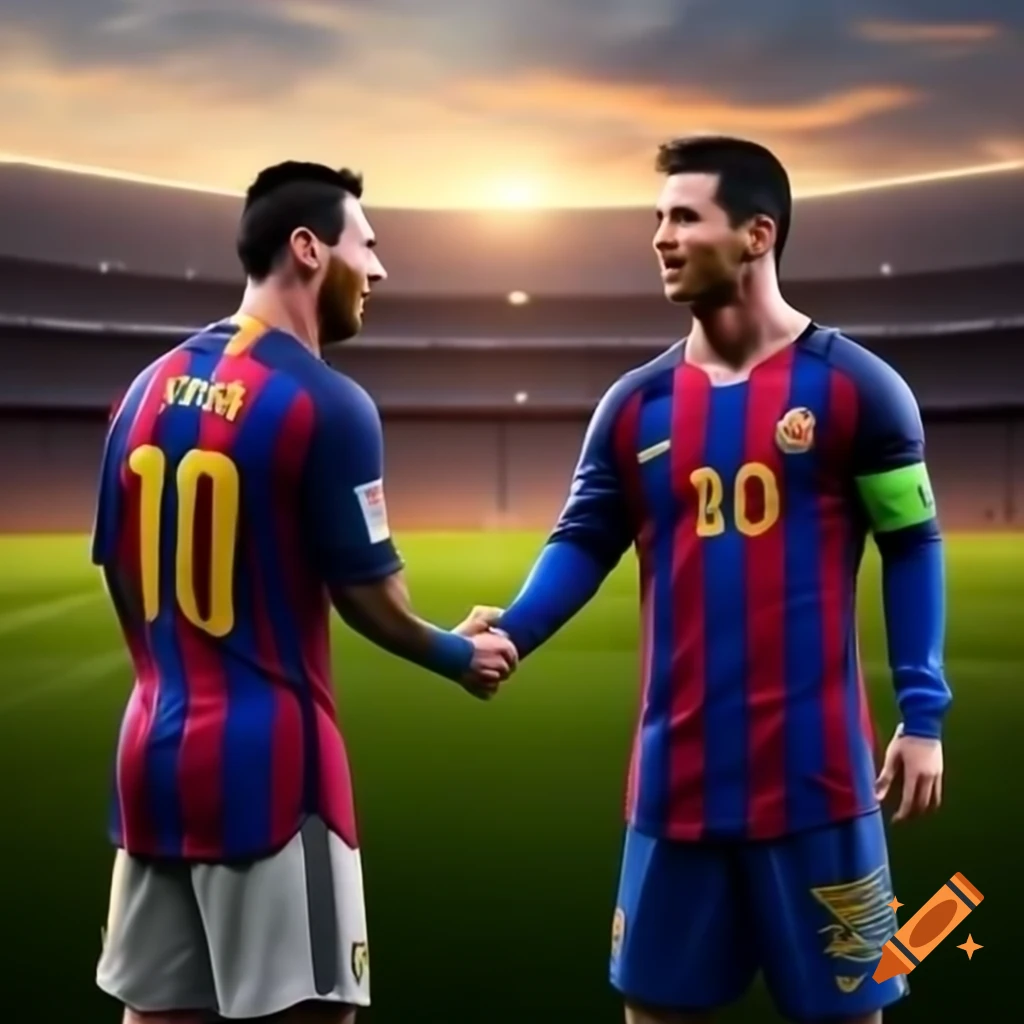 Realistic digital illustration of Cristiano Ronaldo and Lionel Messi ...