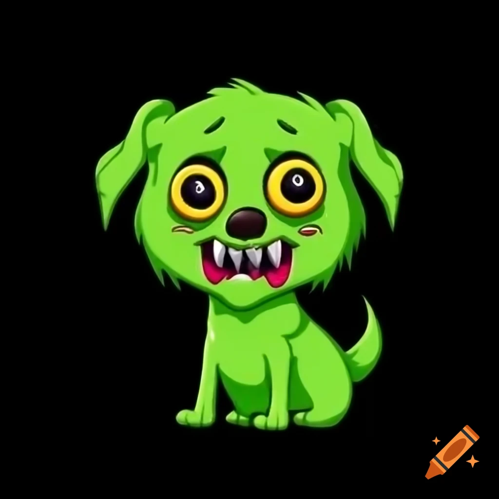 Cute zombie puppy with oversized sharp teeth on Craiyon