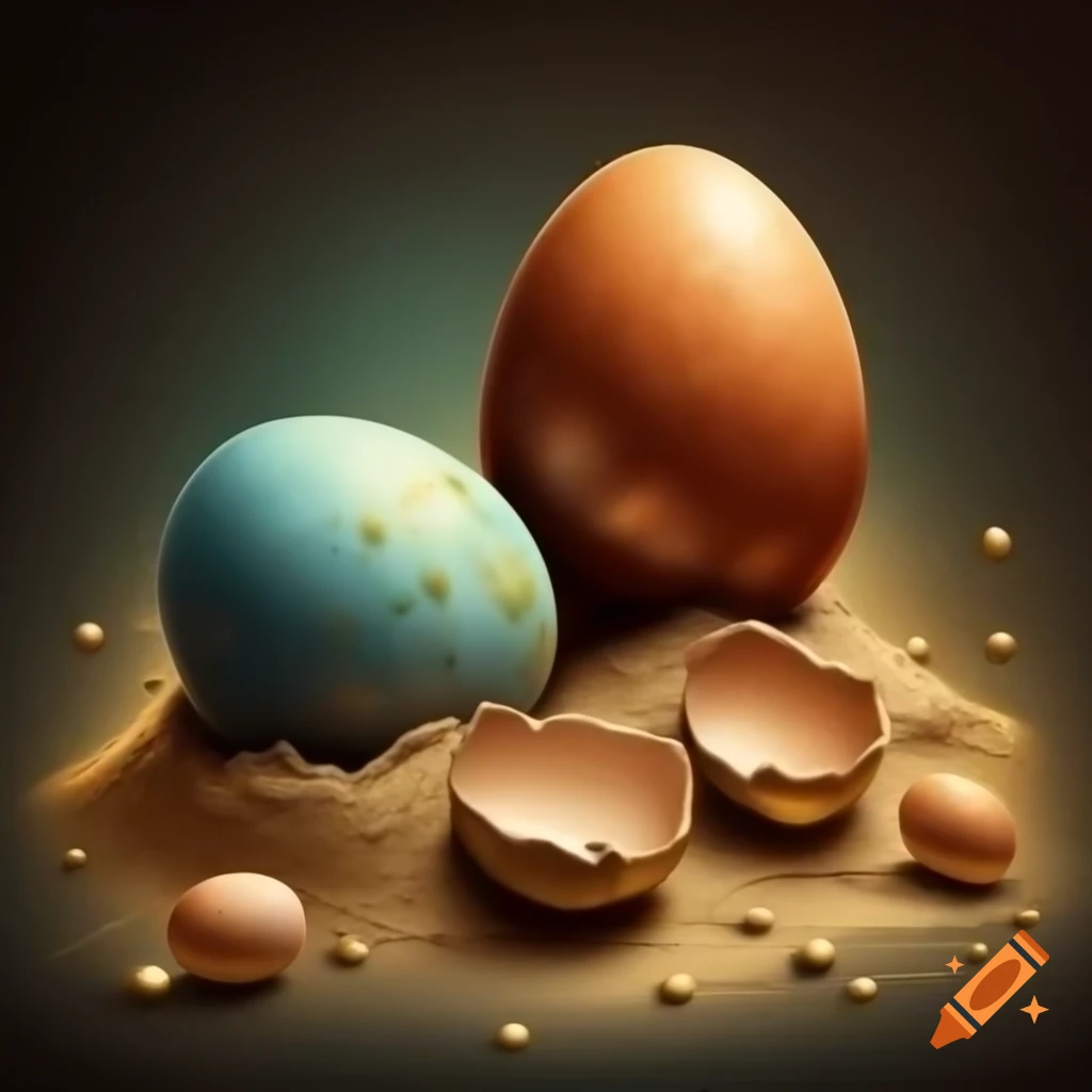 Artistic depiction of dragon eggs in various colors embedded in golden ...