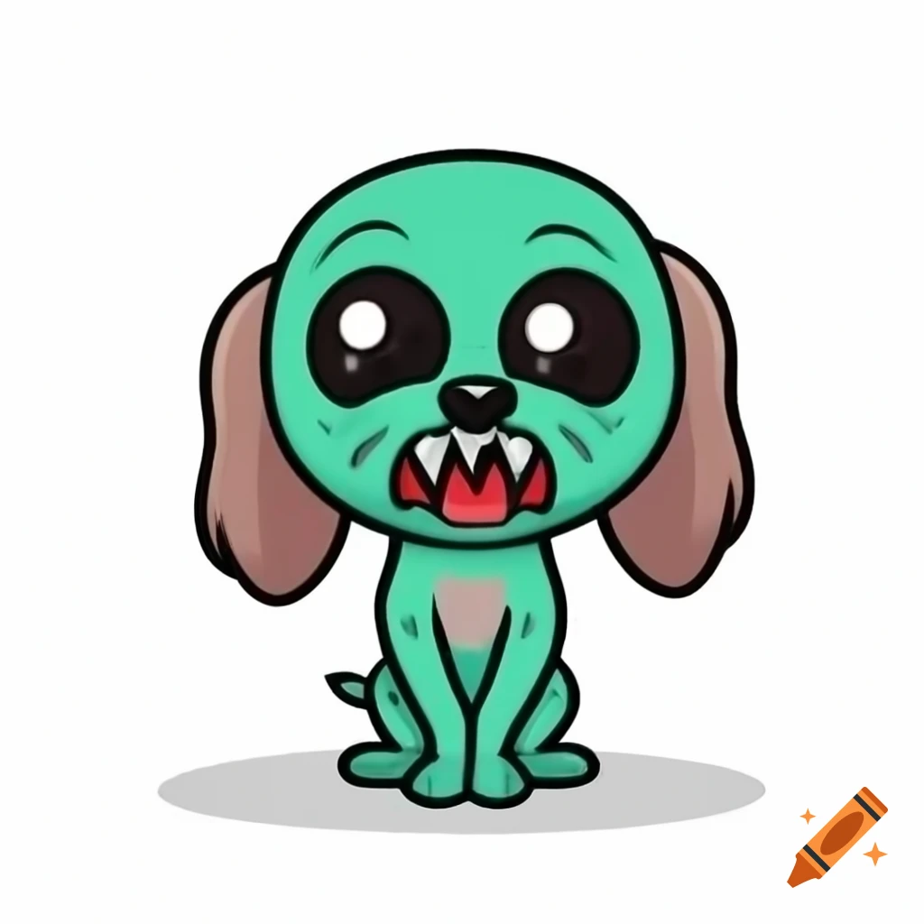 Cute zombie puppy with oversized sharp teeth on Craiyon
