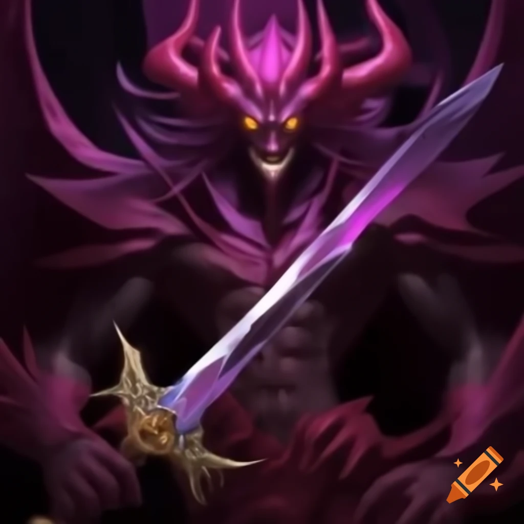 Devil character wielding demonic sword in Yu-Gi-Oh style on Craiyon