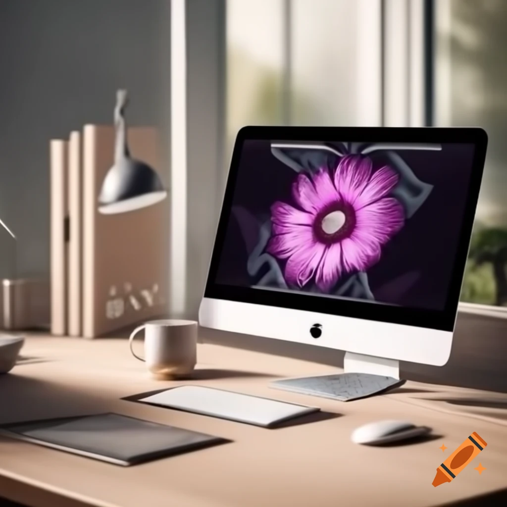 Bright modern home office with organized desk and open logo design ...