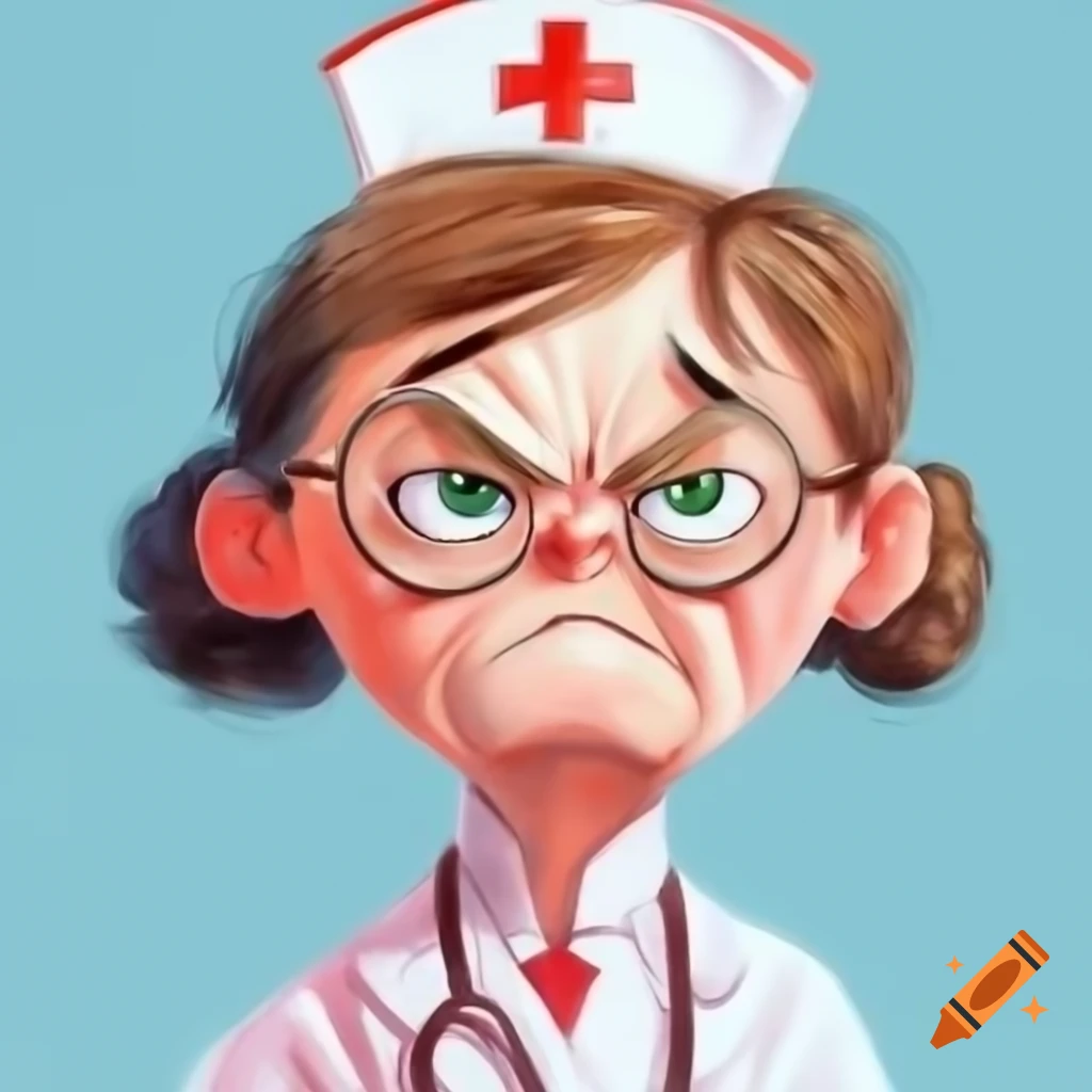 Detailed drawing of an angry nurse expression on Craiyon