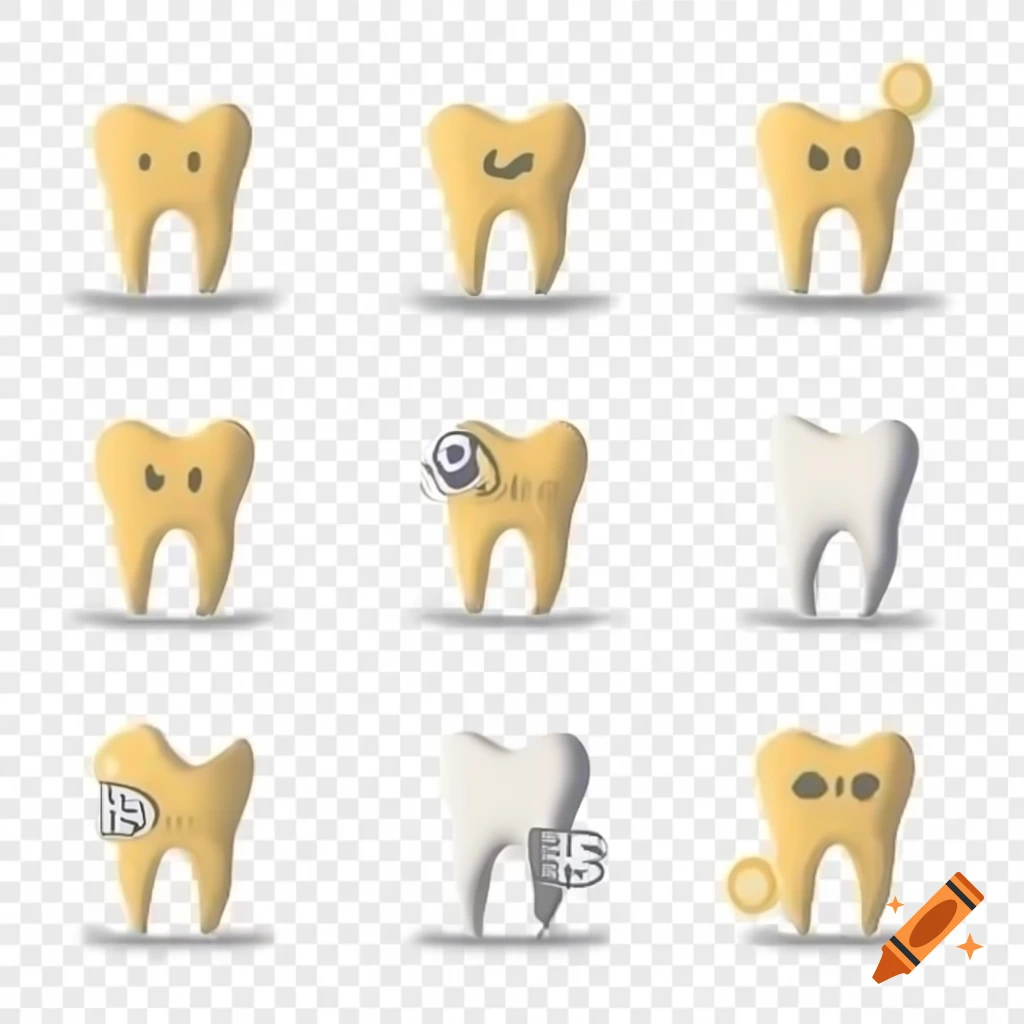 Minimalist vector-style tooth icons in various shapes and clean design ...