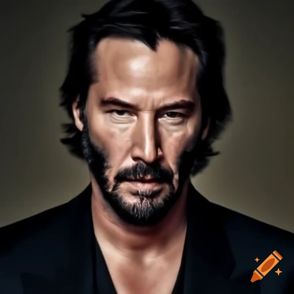 Realistic full-body portrait of Keanu Reeves for biography purposes on Craiyon