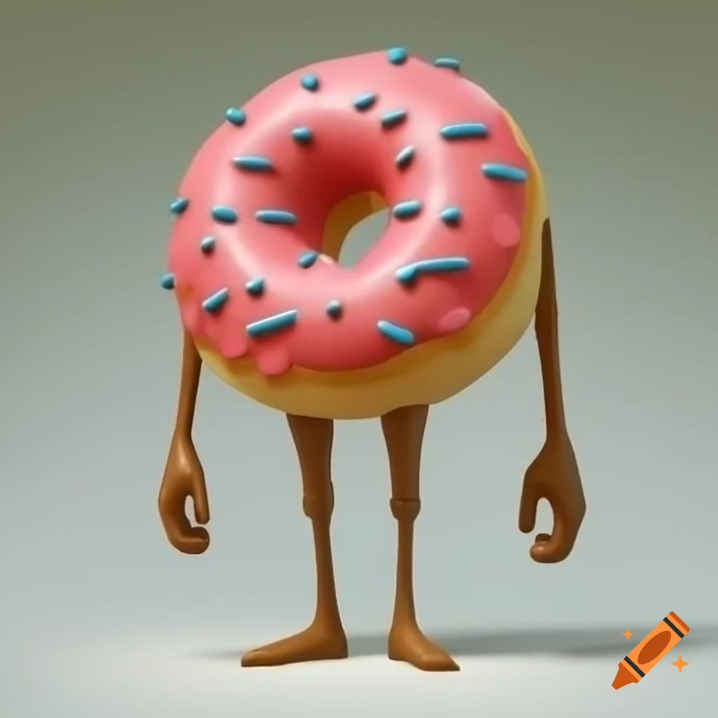 Cartoon character made of donuts, including body, hands, and legs on ...