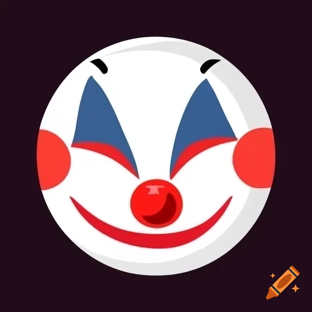 Minimalistic clown face with red nose on white circle background on Craiyon