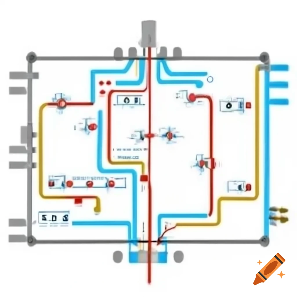 Technical diagram of series-parallel circuit with switches on Craiyon