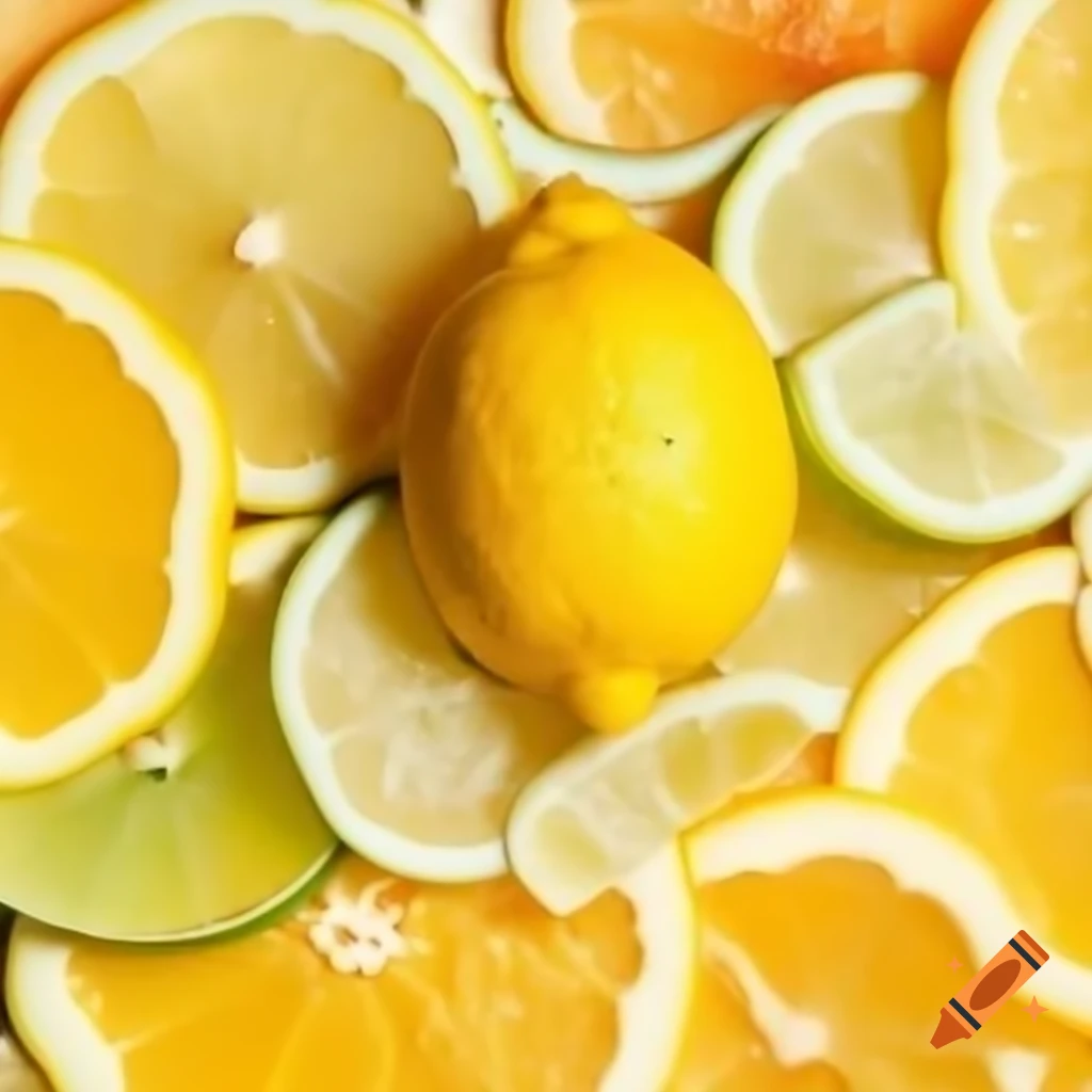Vibrant display of lemon, lime, and orange slices on Craiyon