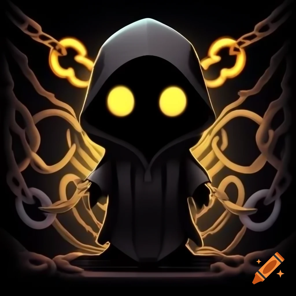 Mysterious black entity with glowing eyes and zigzagging chains in ...
