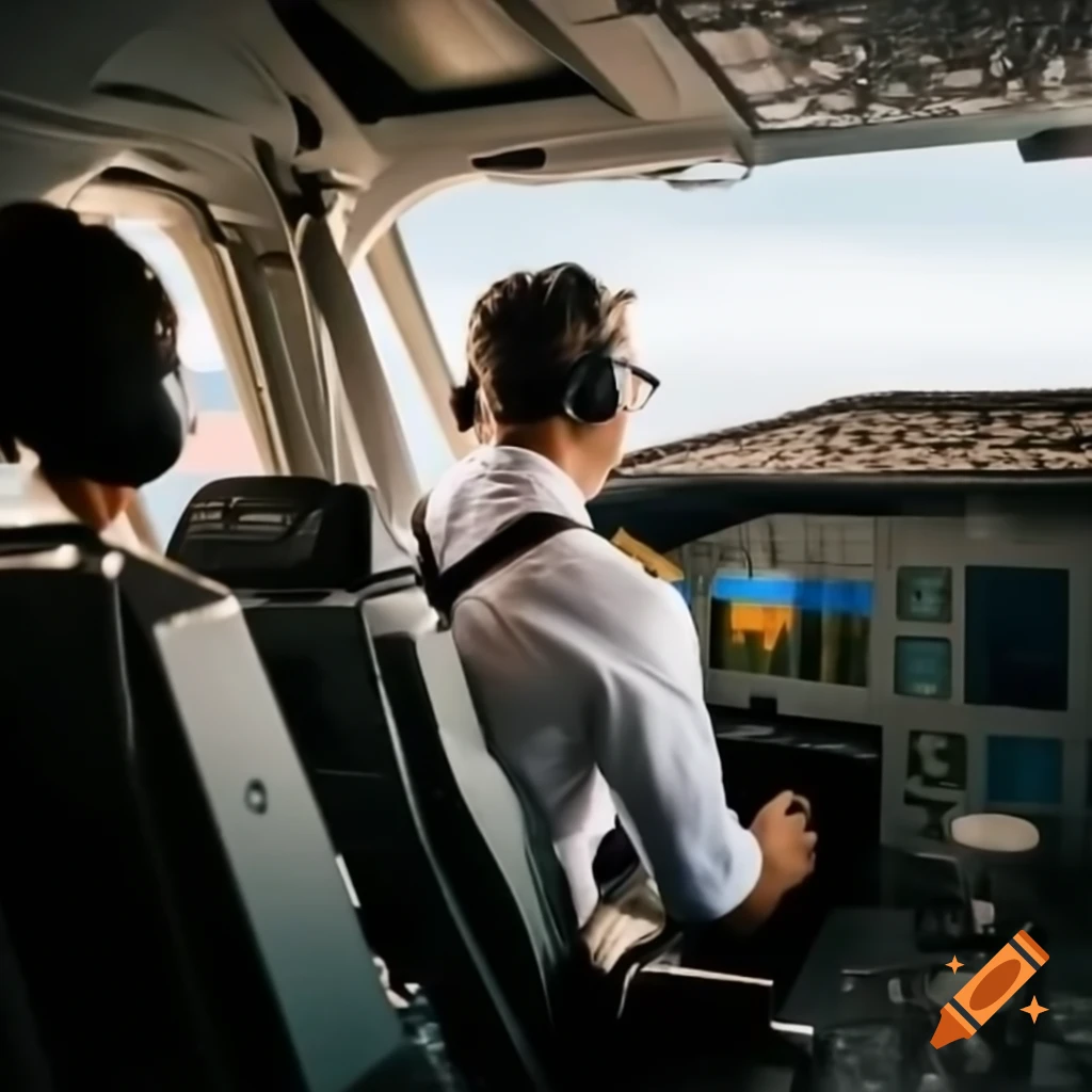Copilot inside airplane cockpit on Craiyon