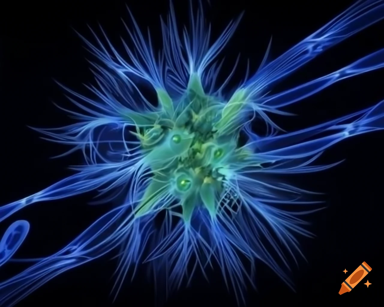 3D render of genetics visualization under electron microscope on Craiyon