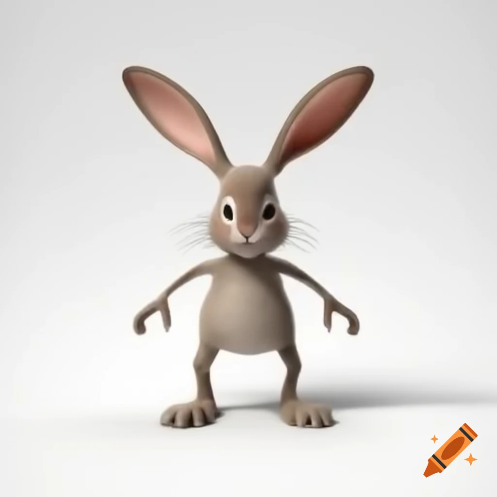Bunny with human-like features on white background on Craiyon
