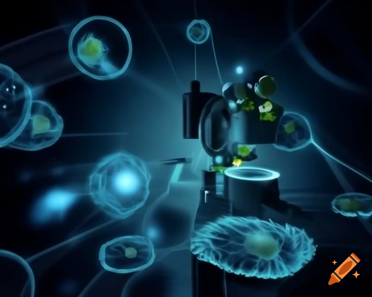 3D render of genetics under electron microscope with hyperrealistic ...