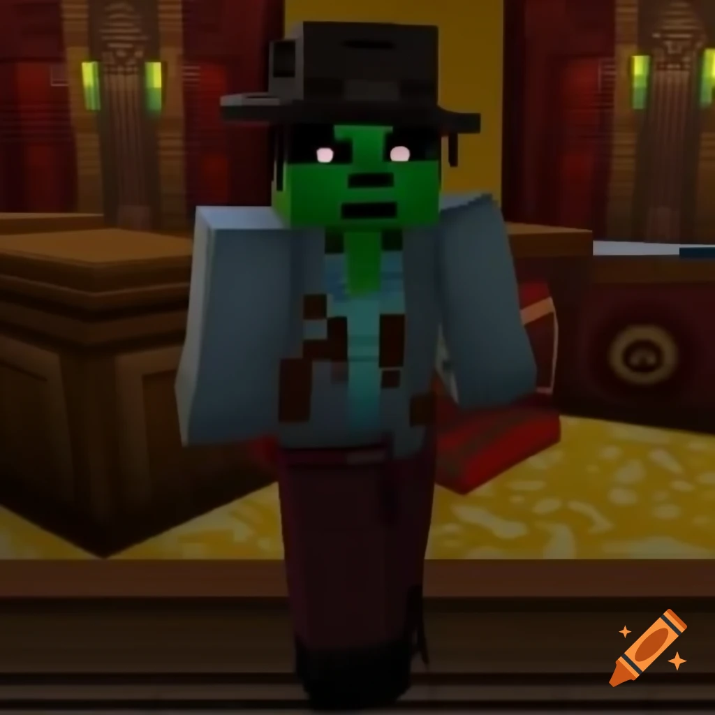 Johnny Depp Fortnite skin in courtroom with Minecraft pickaxe on Craiyon