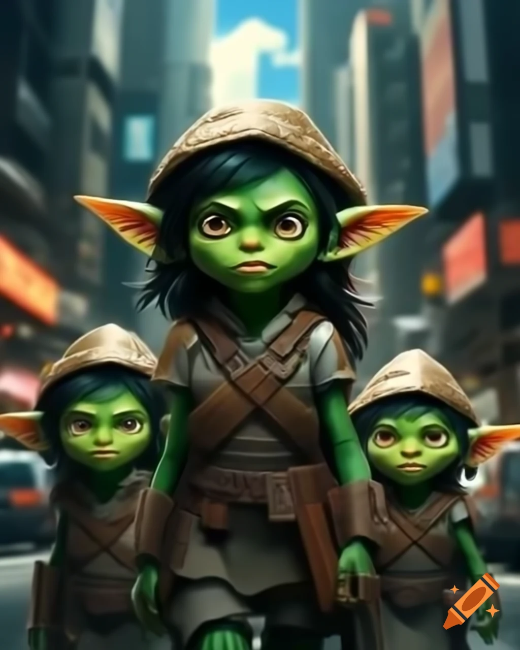 Anime movie poster featuring green-skinned goblin girls exploring a ...