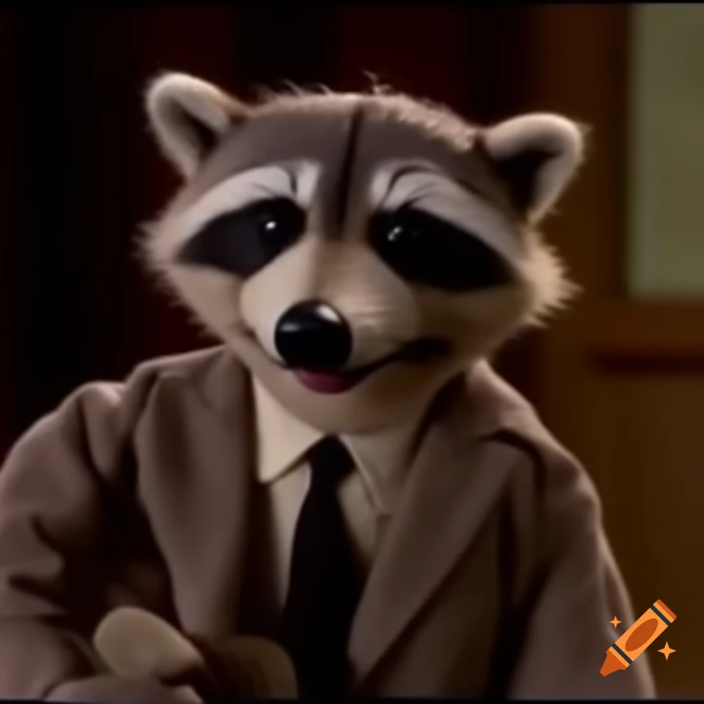 Muppet raccoon detective character for puppet show on Craiyon