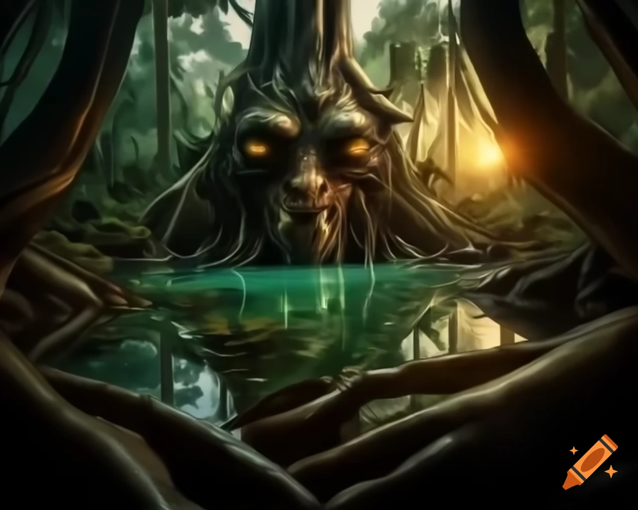 Hyper-realistic micro photography of a Rotten Tree Monster, a humanoid ...