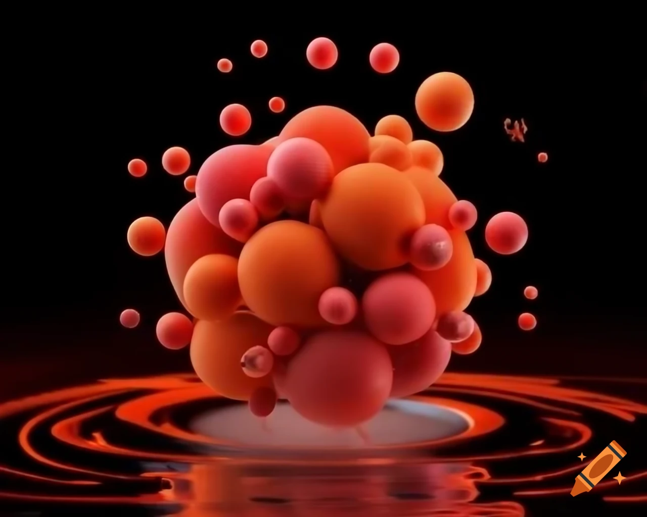 Colorful marbles with faces floating in abstract context on Craiyon