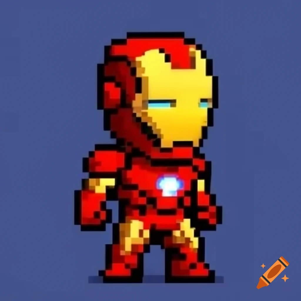 2D pixel art of Iron Man using Google to search on Craiyon