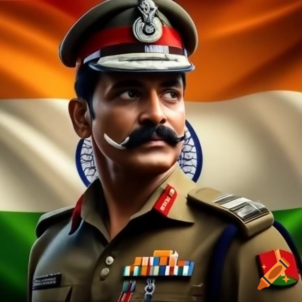 Indian armed force officer in patriotic pose with tricolor and ...