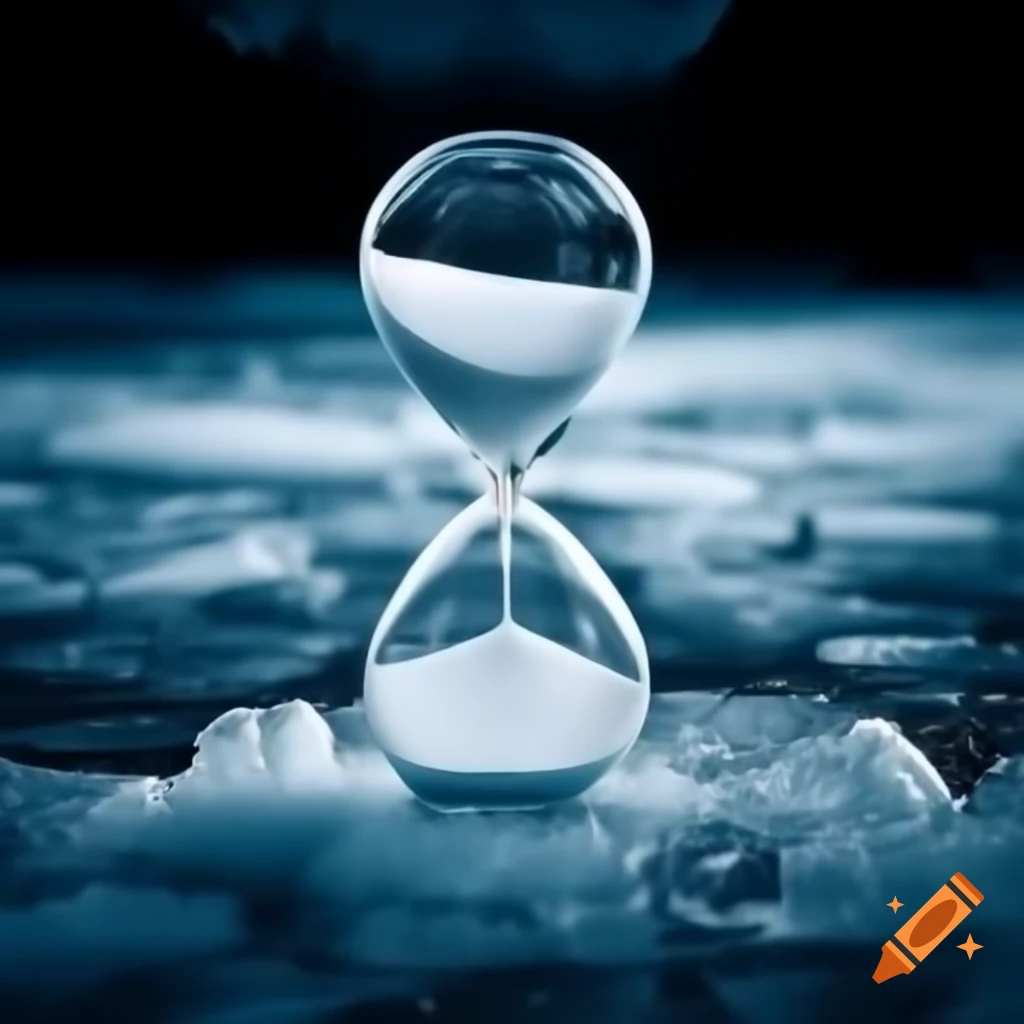 Hourglass with red substance in lower bulb, signifying time run out ...