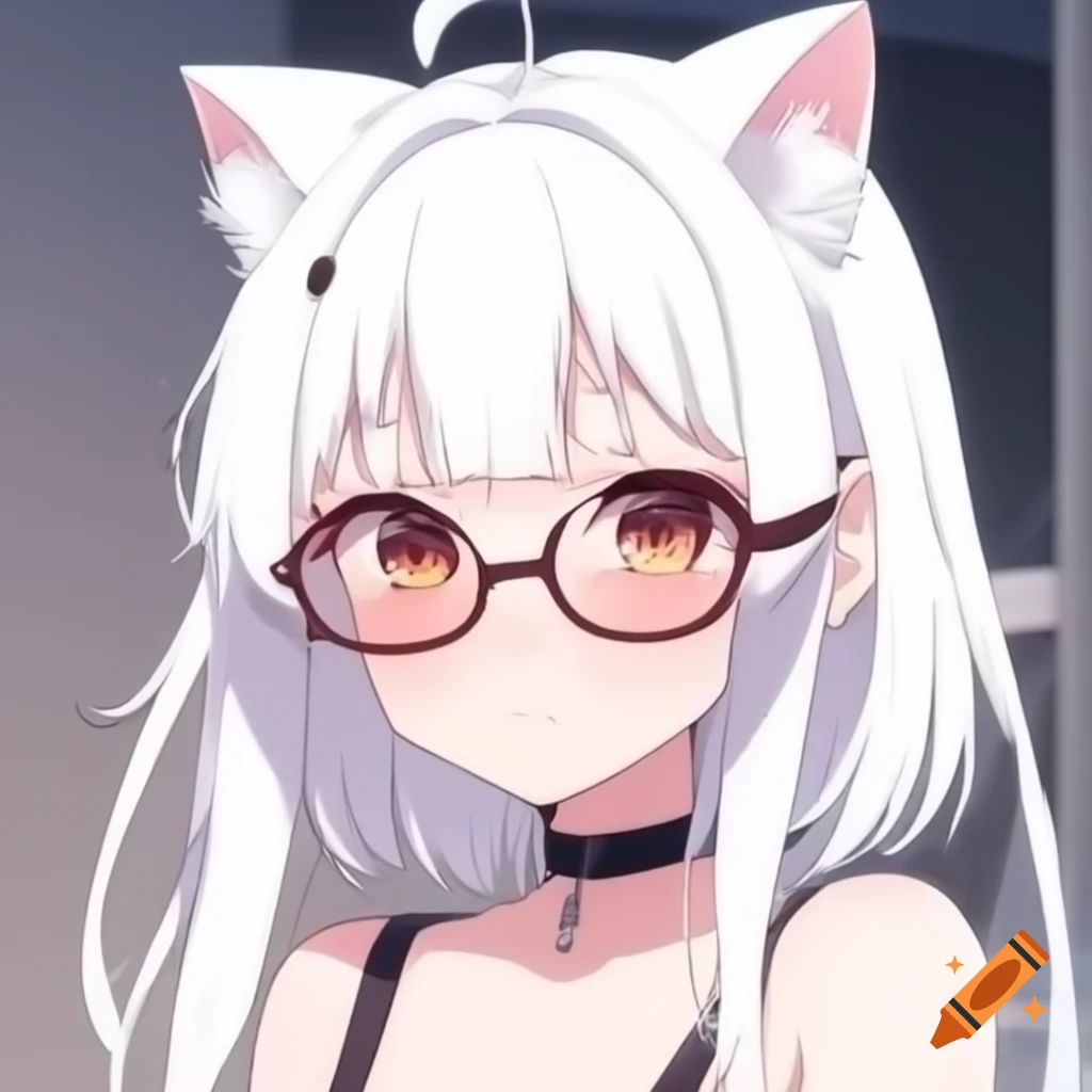 Anime Girl With White Hair Cat Ears And Contrasting Eye Colors On Craiyon