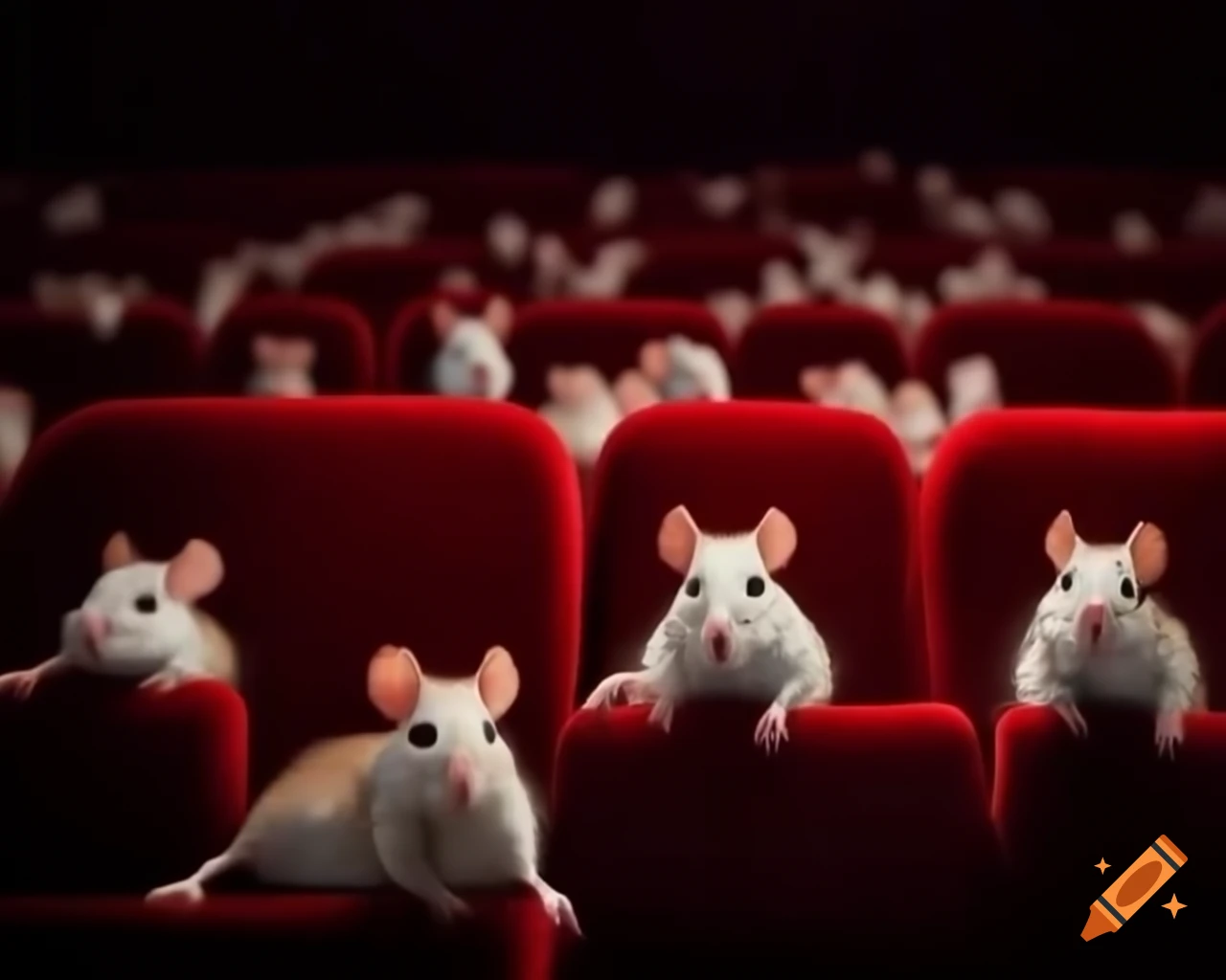 Four cute mice in smoky theater voting for best film, awarding leading ...