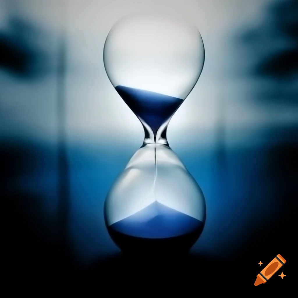 Dramatic hourglass symbolizing passage of time with mist and color ...