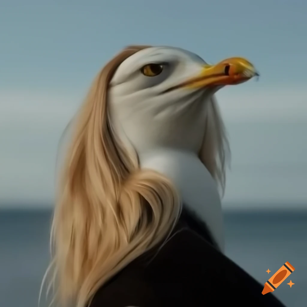 Maria Zakharova resembling a seagull on Craiyon