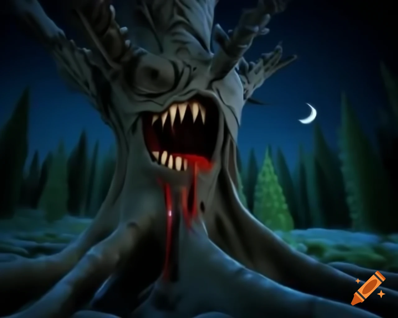 Scariest tree creature, a nightmare unleashed in dark forest setting on ...