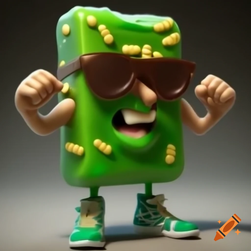 Anthropomorphic chocolate bar character with muscular arms and retro ...