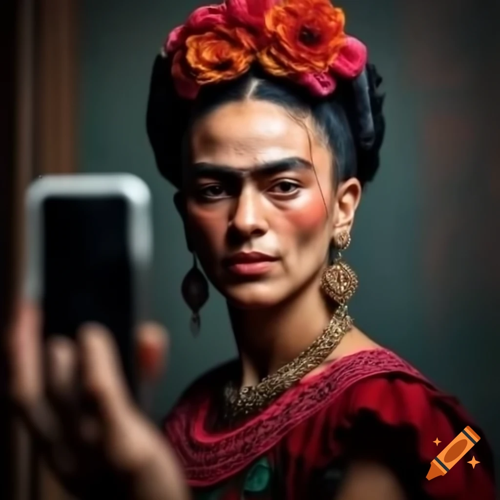Realistic selfie of Frida Kahlo as an Instagram influencer on Craiyon