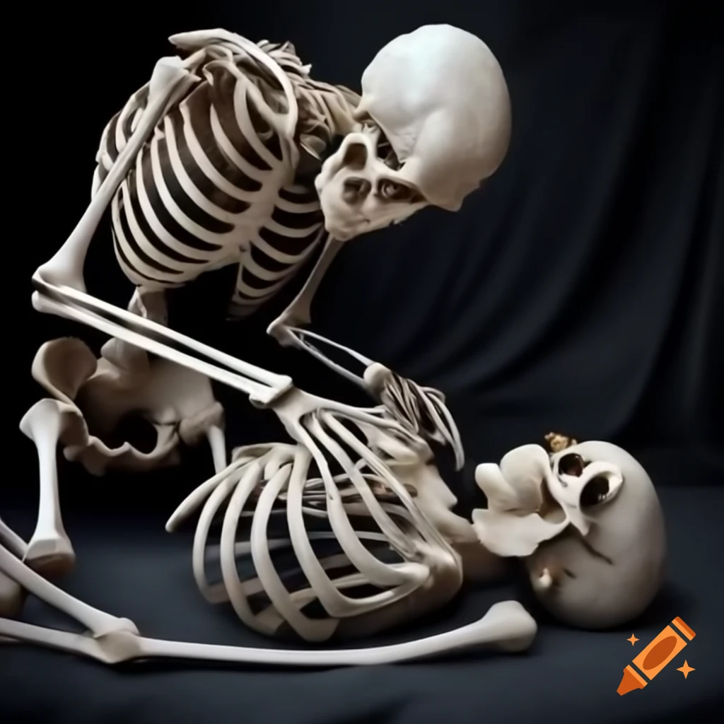 Necromancy spell being cast on a skeleton on Craiyon